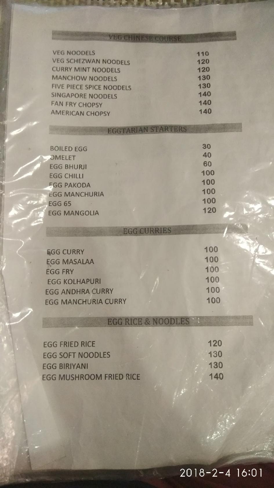 Menu at THE GRAND FORTUNE, Ballari