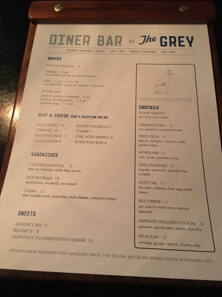 Menu at The Grey restaurant, Savannah