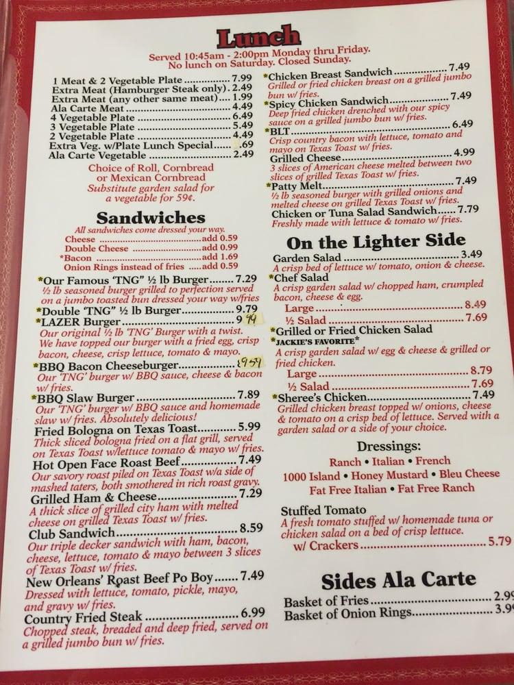 Menu at The Neighborhood Grill restaurant, Olive Branch, MS-178