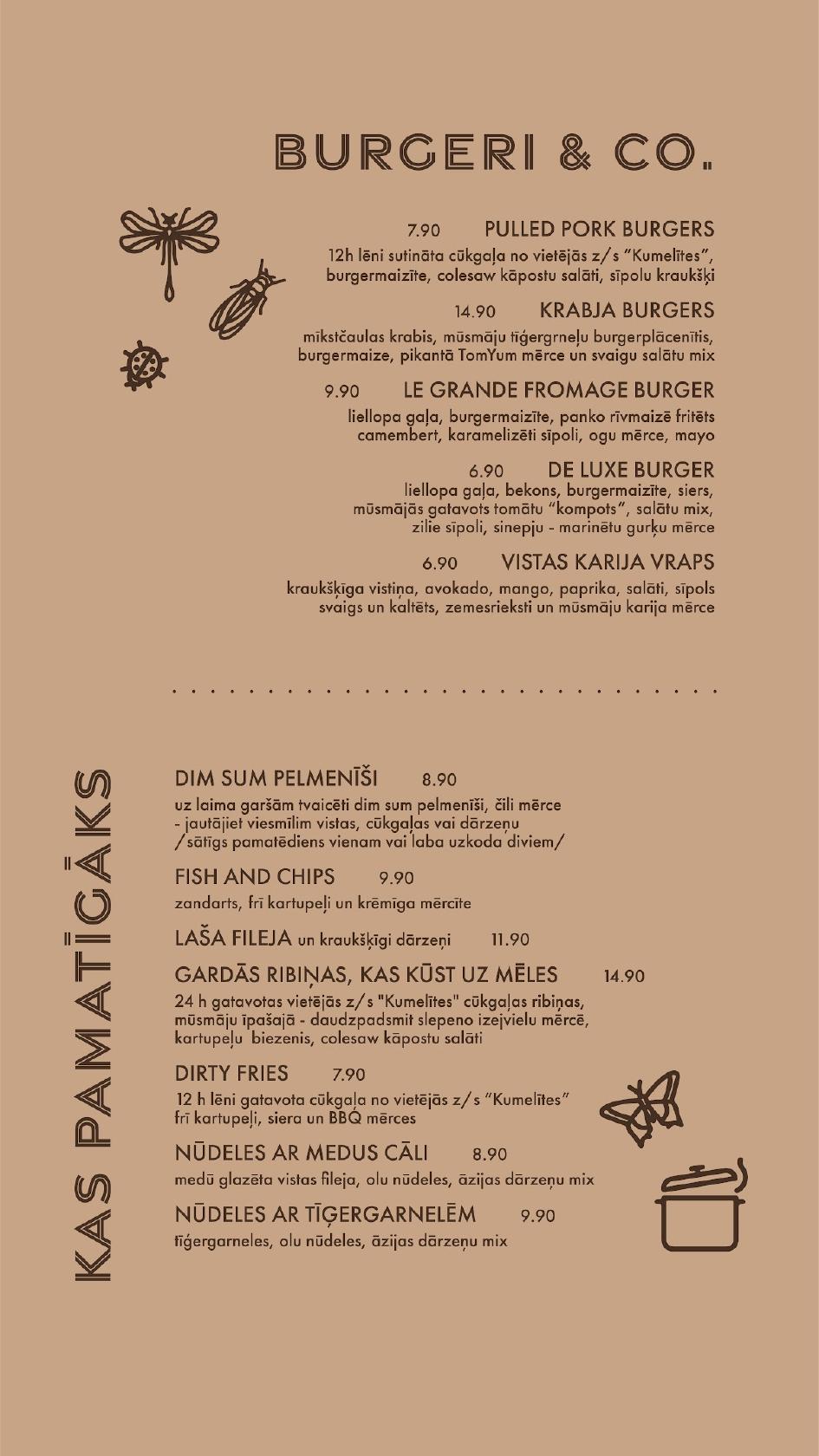 Menu at Dārzā, restorāns restaurant, Ikšķile