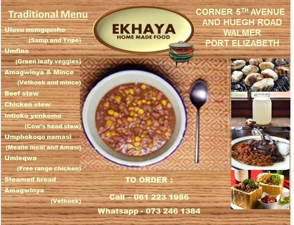 Speisekarte von Ekhaya Homemade Food, Port Elizabeth, Corner 5th Avenue ...