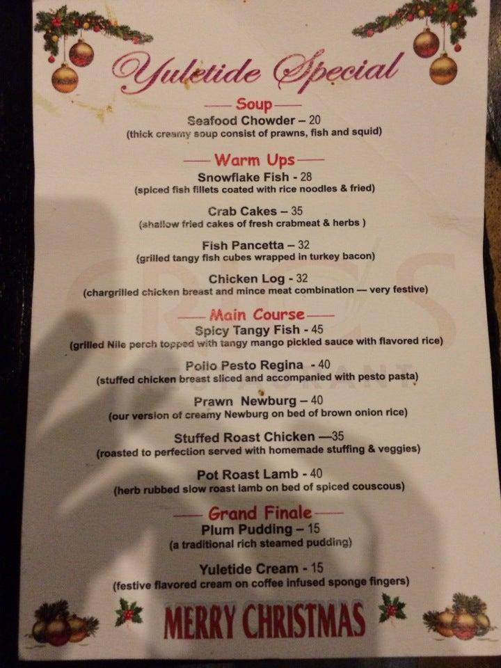 Menu at Eric's restaurant, Dubai, Karama
