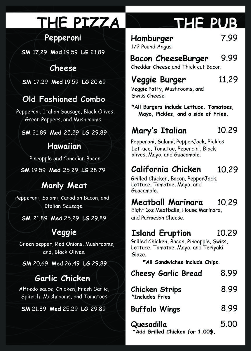 Menu at Hall Street Pizza Company pub & bar, Tigard
