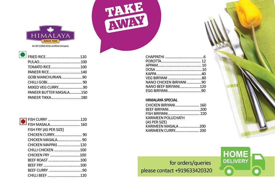 Menu at Himalaya Bakery, Alappuzha, F8WV+4H9