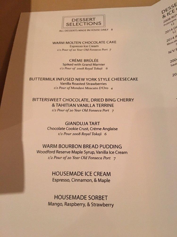 Menu at LaSalle Grill restaurant, South Bend