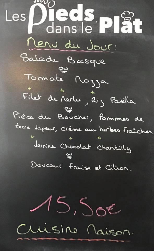 Menu at Les Pieds dans le Plat restaurant, Mimizan