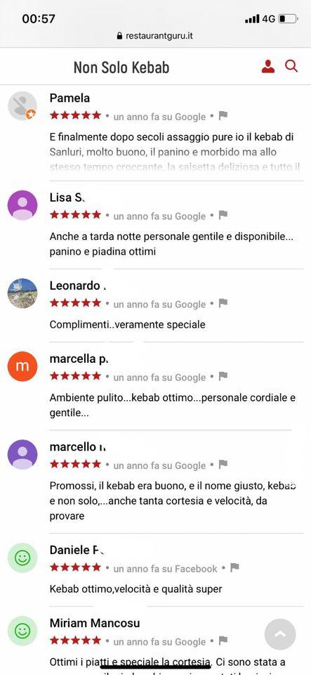 Menu da Non Solo Kebab ristorante, Sanluri