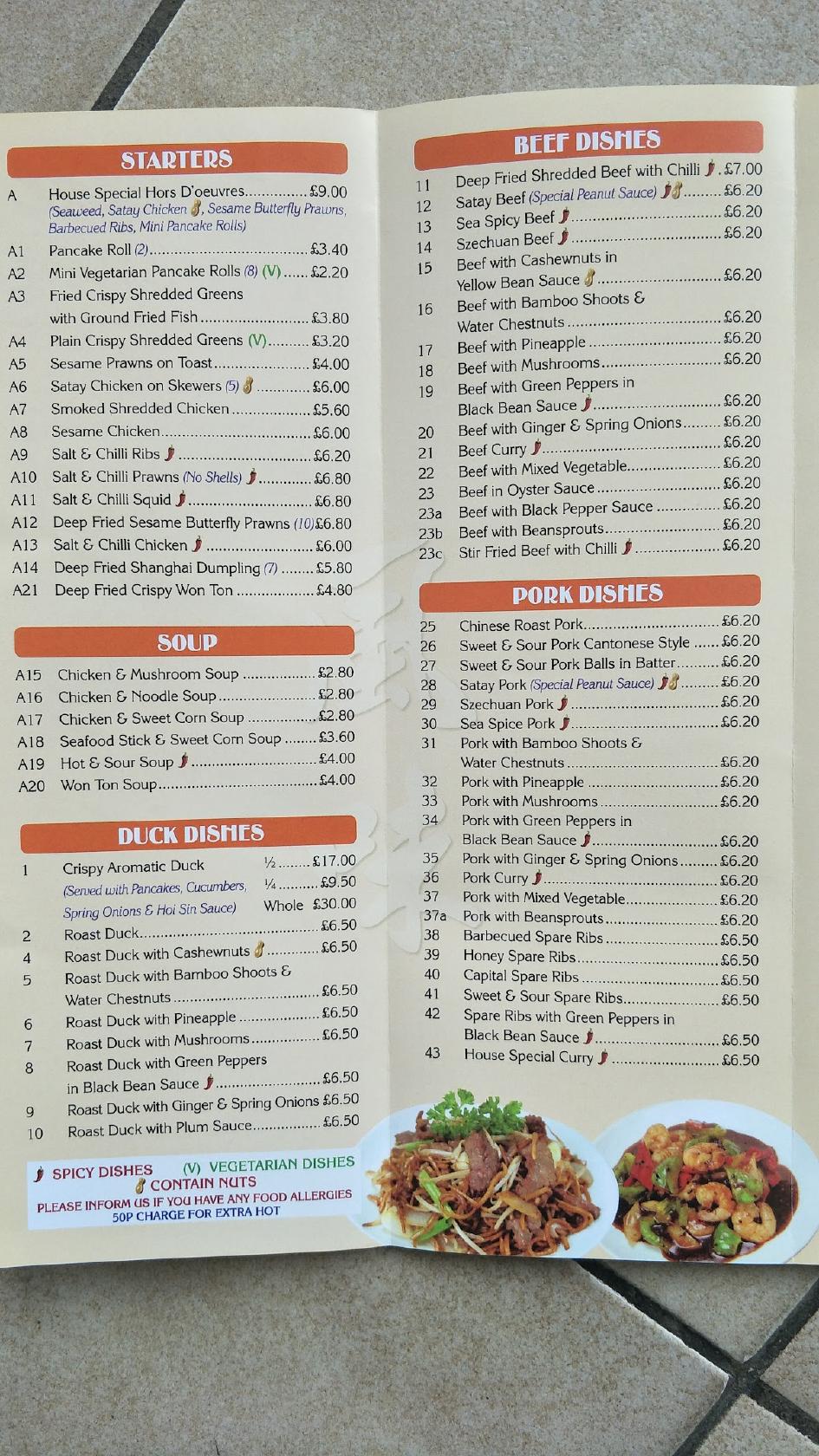 Menu at Oriental Taste fast food, Peacehaven
