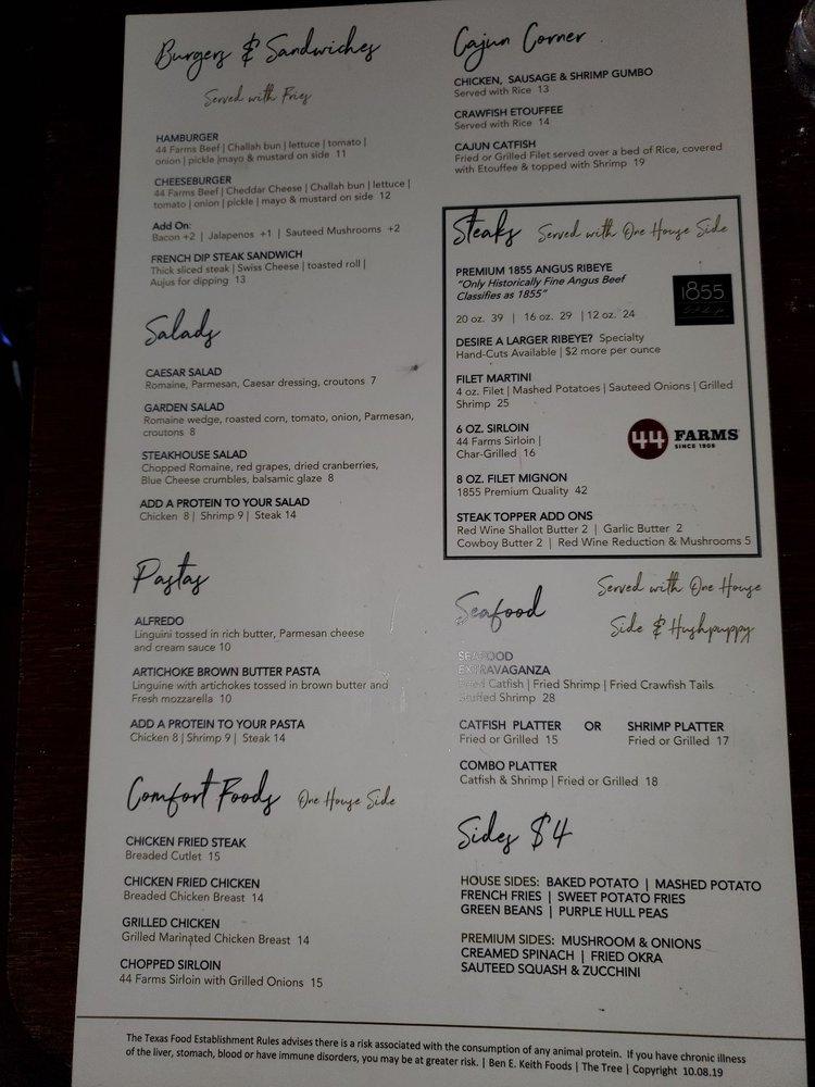 Menu at The Tree Restaurant Bar and Grill, Lumberton