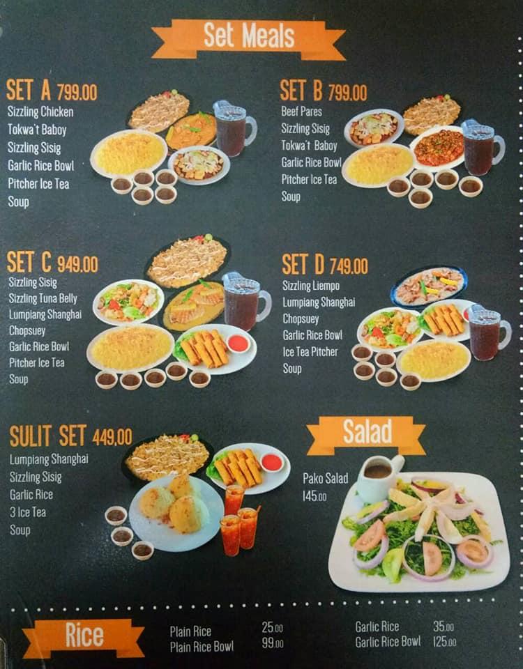 Menu at Bubusuk restaurant, City of Balanga