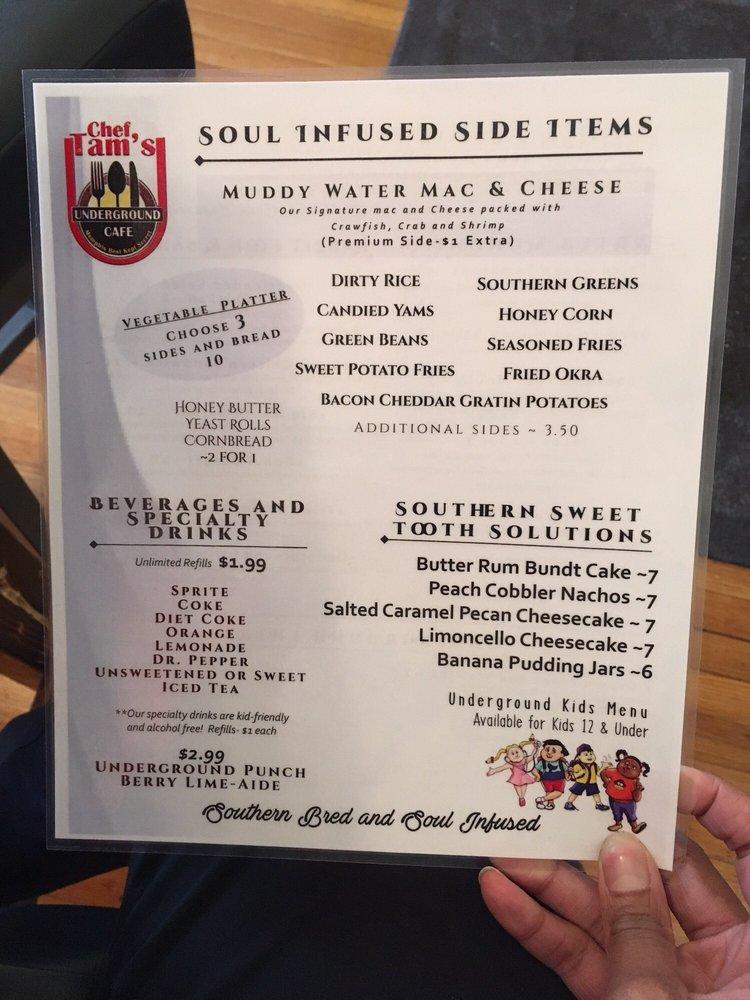 Menu at Chef Tam's Underground Cafe, Memphis, 668 Union Ave
