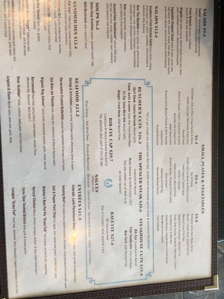 Menu at Echo & Rig Butcher and Steakhouse, Las Vegas