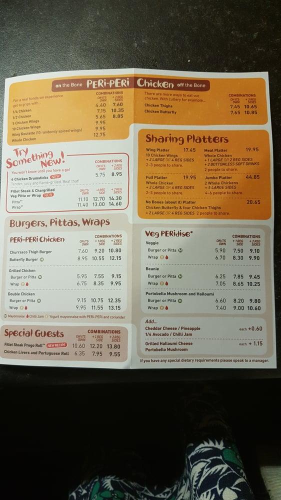 Menu at Nando's Belfast - Bedford Street fast food, Belfast