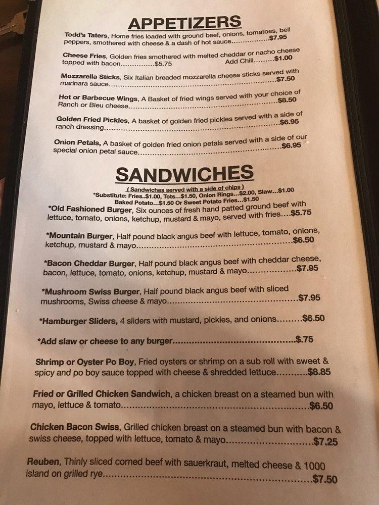 Menu at Sautee Trail Cafe, USA