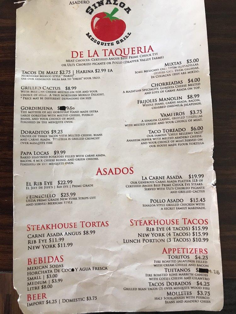 Menu at Asadero Prime steakhouse, Kent, 310 Washington Ave N