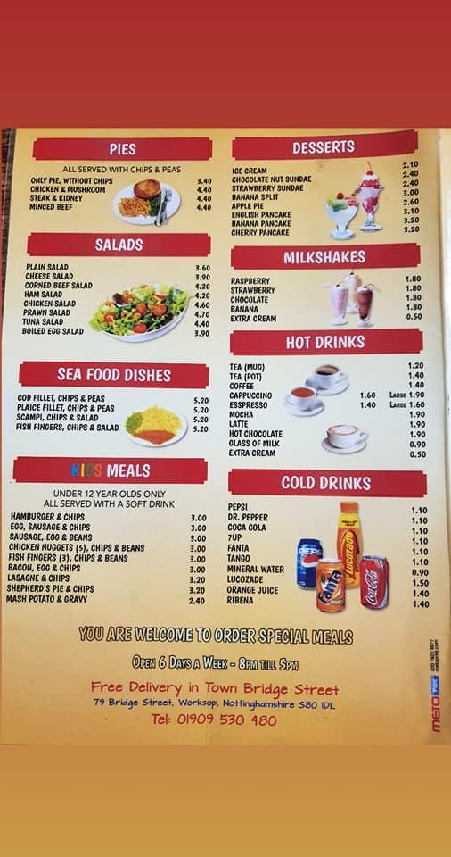 Menu at Cafe Delight, Worksop