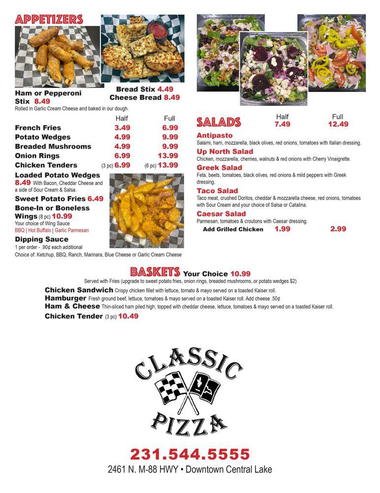 Menu at Classic Pizza pizzeria, Central Lake