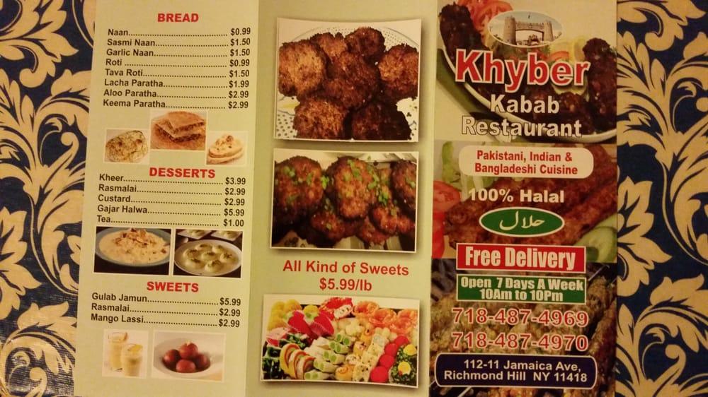 Menu at Khyber Kabab Restaurant, New York City