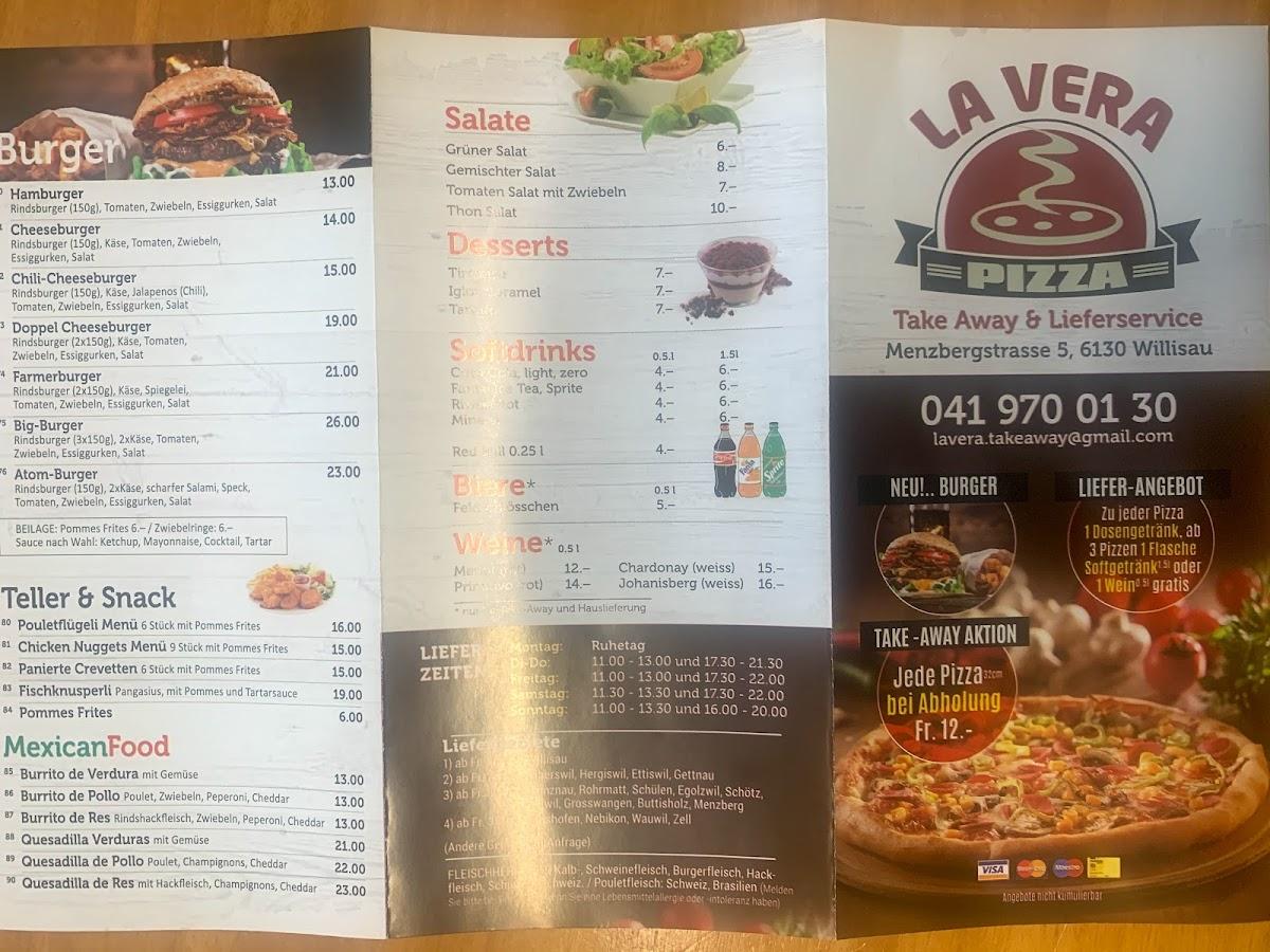 Menu at La Vera Pizza Willisau, Willisau