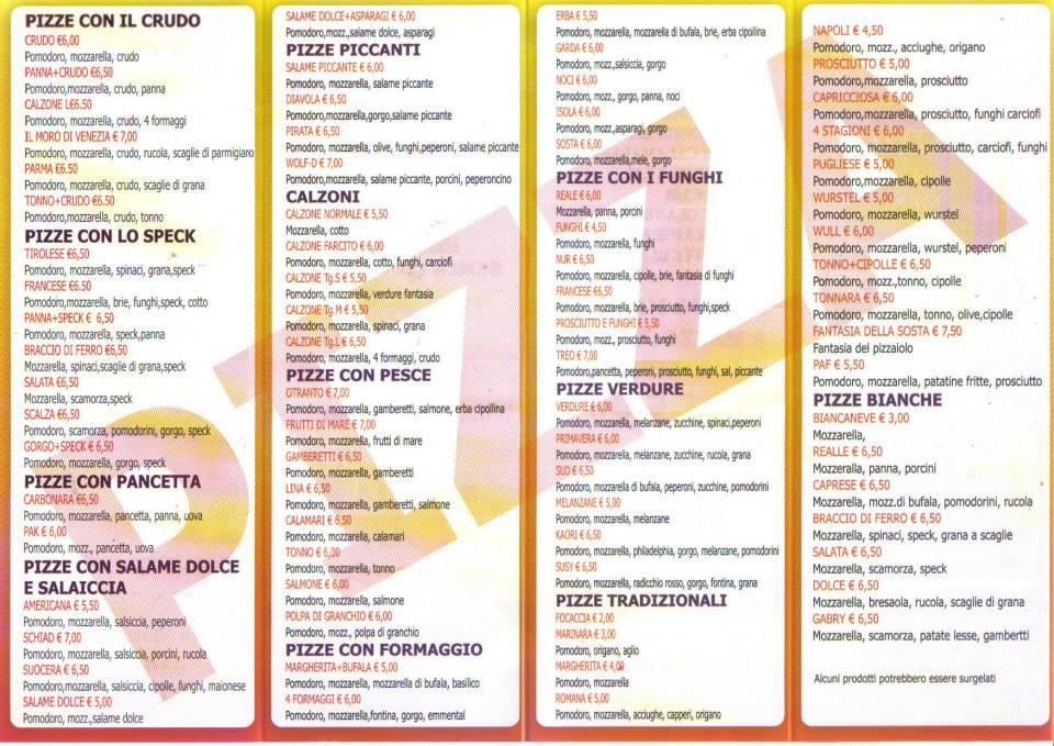 Menu da Pizzeria il Corallo, Rezzato