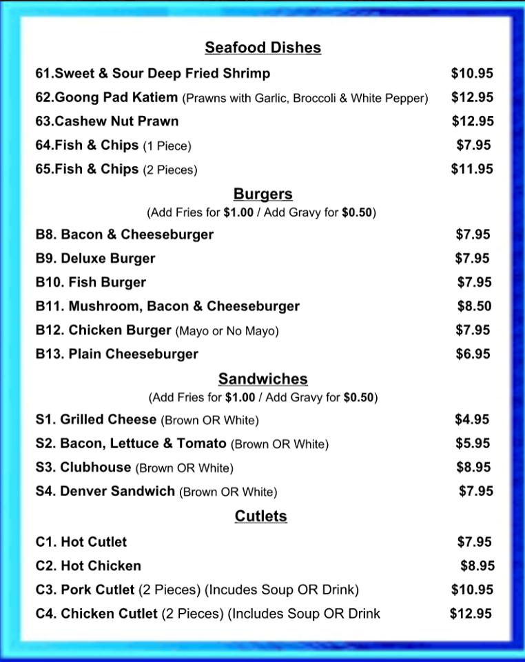 Menu at Yummy House restaurant, Porcupine Plain