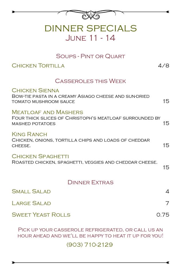 Menu at 4 Way Cafe, Tyler