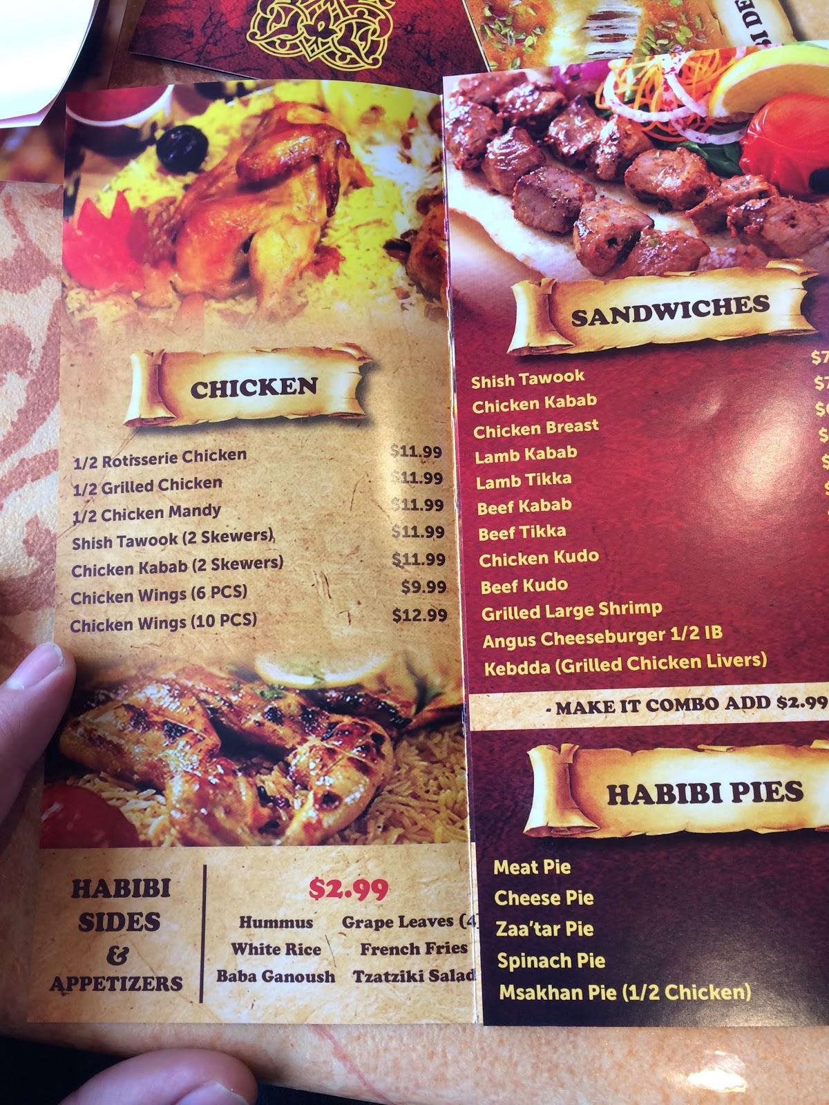 Menu at Habibi Grill & Bakery, Raleigh