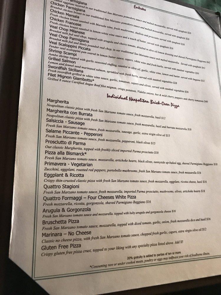 Menu at Trattoria Reggiano Italian Restaurant - Downtown Summerlin, Las ...