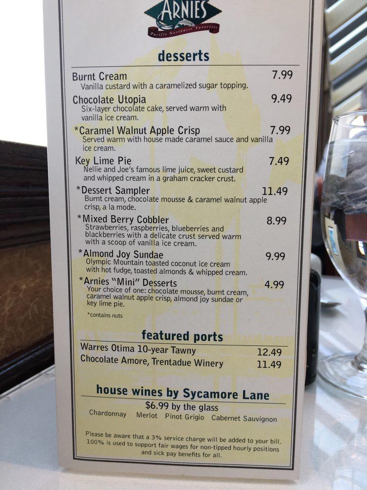 Menu at Arnies Pacific Northwest Favorites pub & bar, Mukilteo