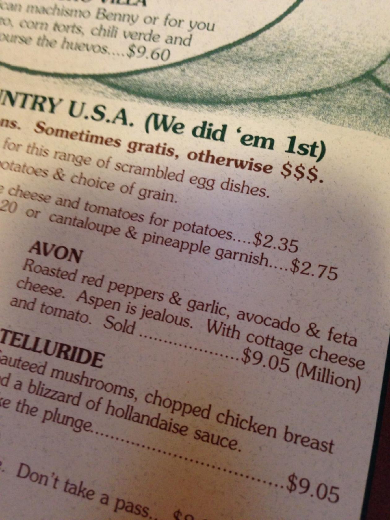 Menu at Dozens Restaurant, Aurora, S Havana St