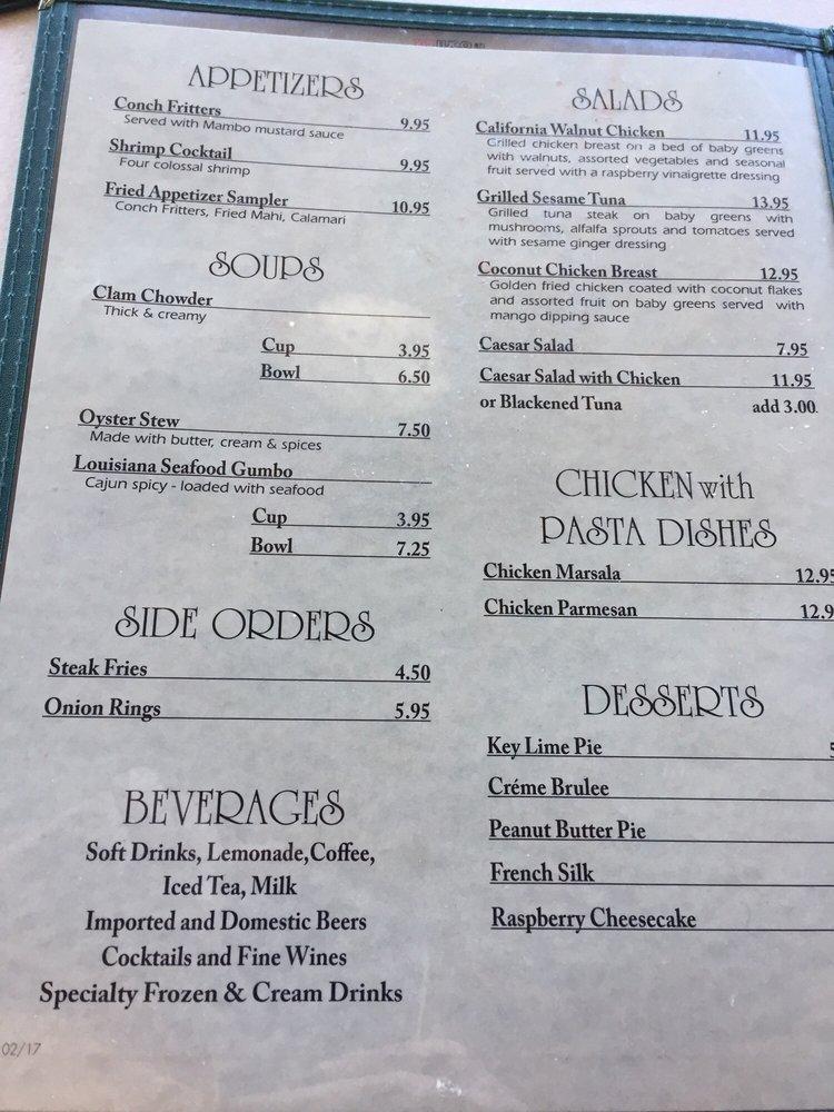 Menu at The Shack Riverfront Restaurant & Outback Tiki bar, Palm Bay