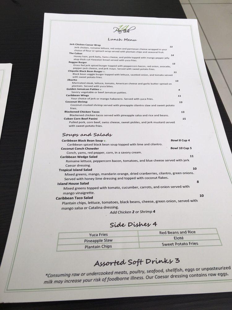 Menu at 14 Parish pub & bar, Chicago, E 53rd St