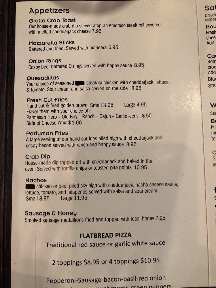 Menu at Grotto Pub, Enola