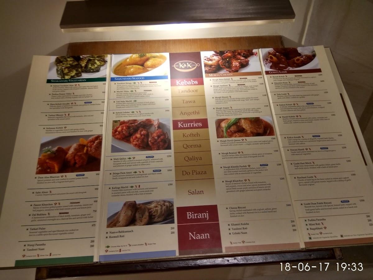 Menu at Kebabs & Kurries, ITC Gardenia - Restaurants In Bengaluru ...