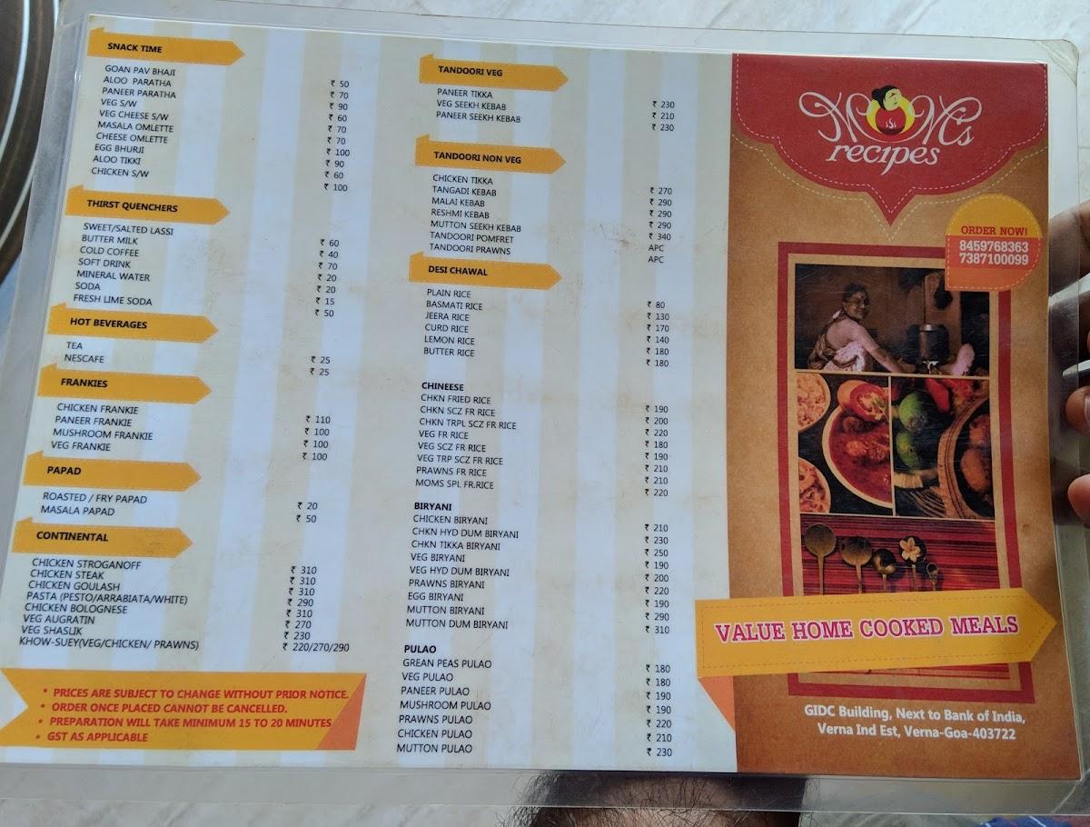 Menu at Mom's Recipes verna, Verna, 9W9M+VXC