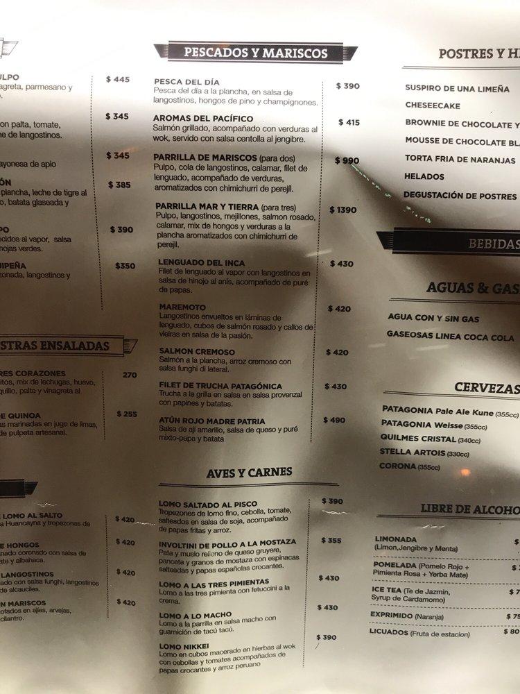 Carta del restaurante Puerta del Inca - Comida Peruana, Buenos Aires