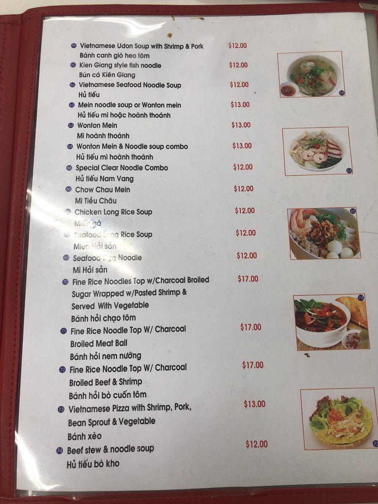 Menu at Anh Hong Restaurant, Honolulu