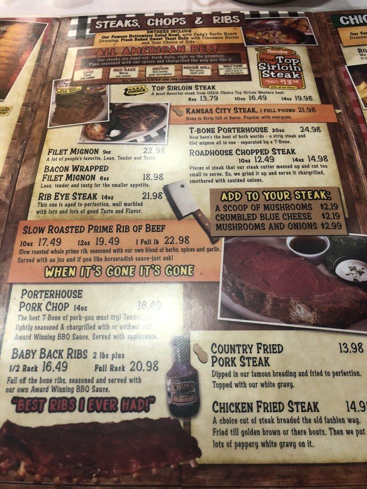 Menu at Cody's Original Roadhouse - Sebring pub & bar, Sebring