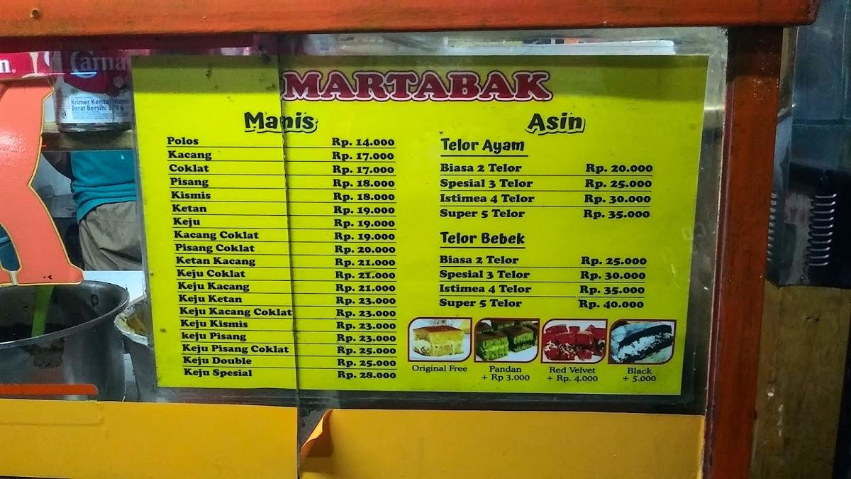 Carta del restaurante Martabak Manis & Telor Madu Rasa, Bandung