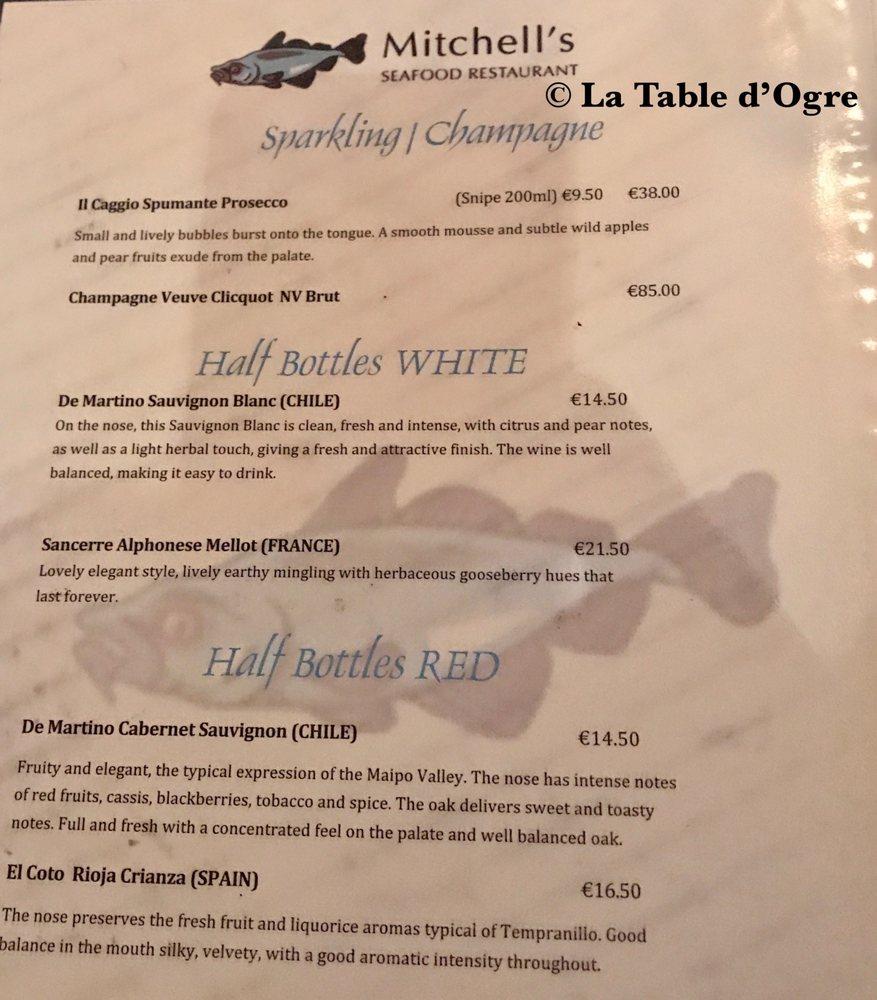 Menu at Mitchell's Restaurant, Clifden