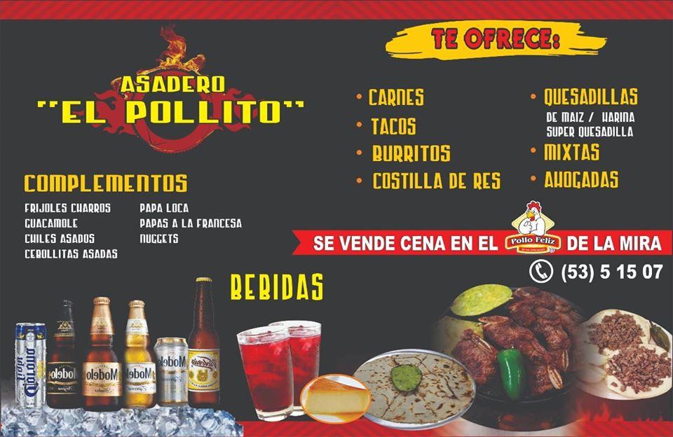 Menu at Pollo feliz y asadero el pollito restaurant, La Mira