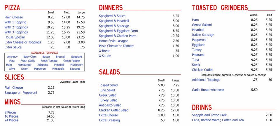 Menu at Pizza House pizzeria, New Haven