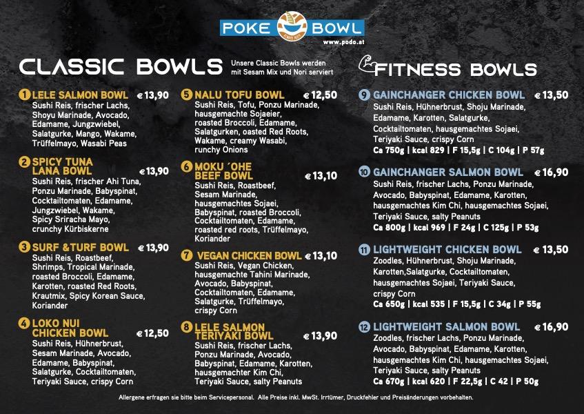 Menu at Podo Poke Bowl Bar, Neusiedl am See