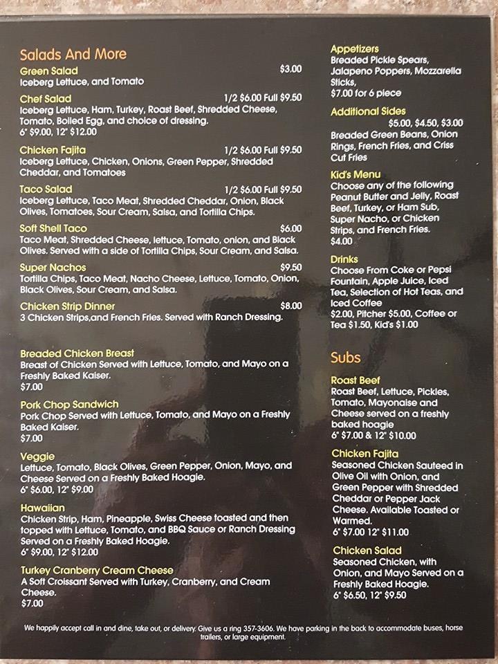 Menu at Rad's Deli and Pizza pizzeria, Chinook