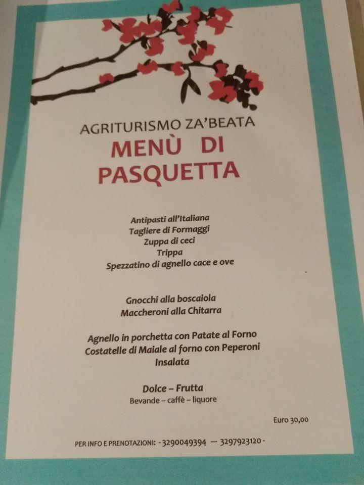 Menu at Za Beata restaurant, Penna Sant'Andrea