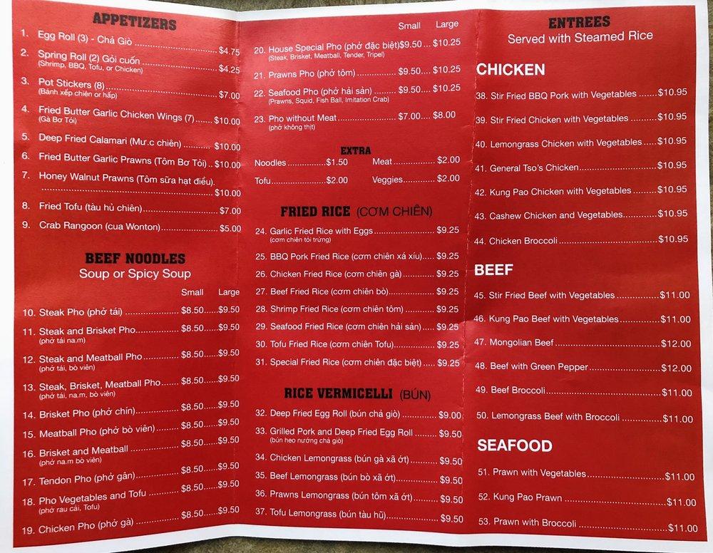 Carta de Linh Son Restaurant, Federal Way