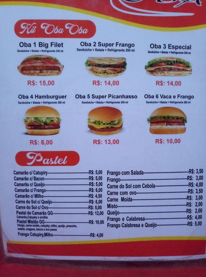 Menu at Oba oba restaurant, Brazil, José andrade de sousa
