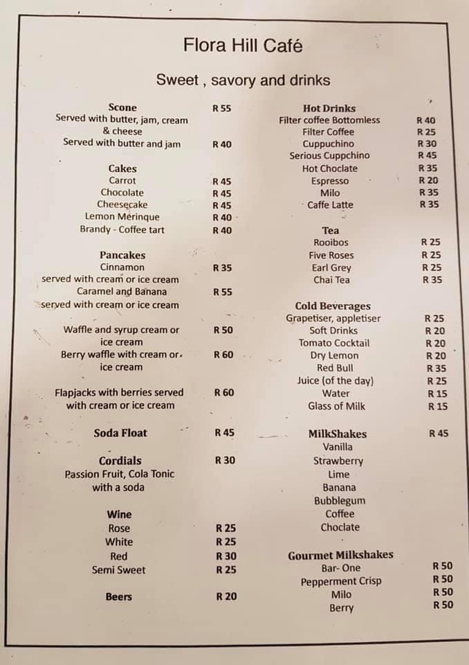 Menu at Flora Hill pub & bar, Springs