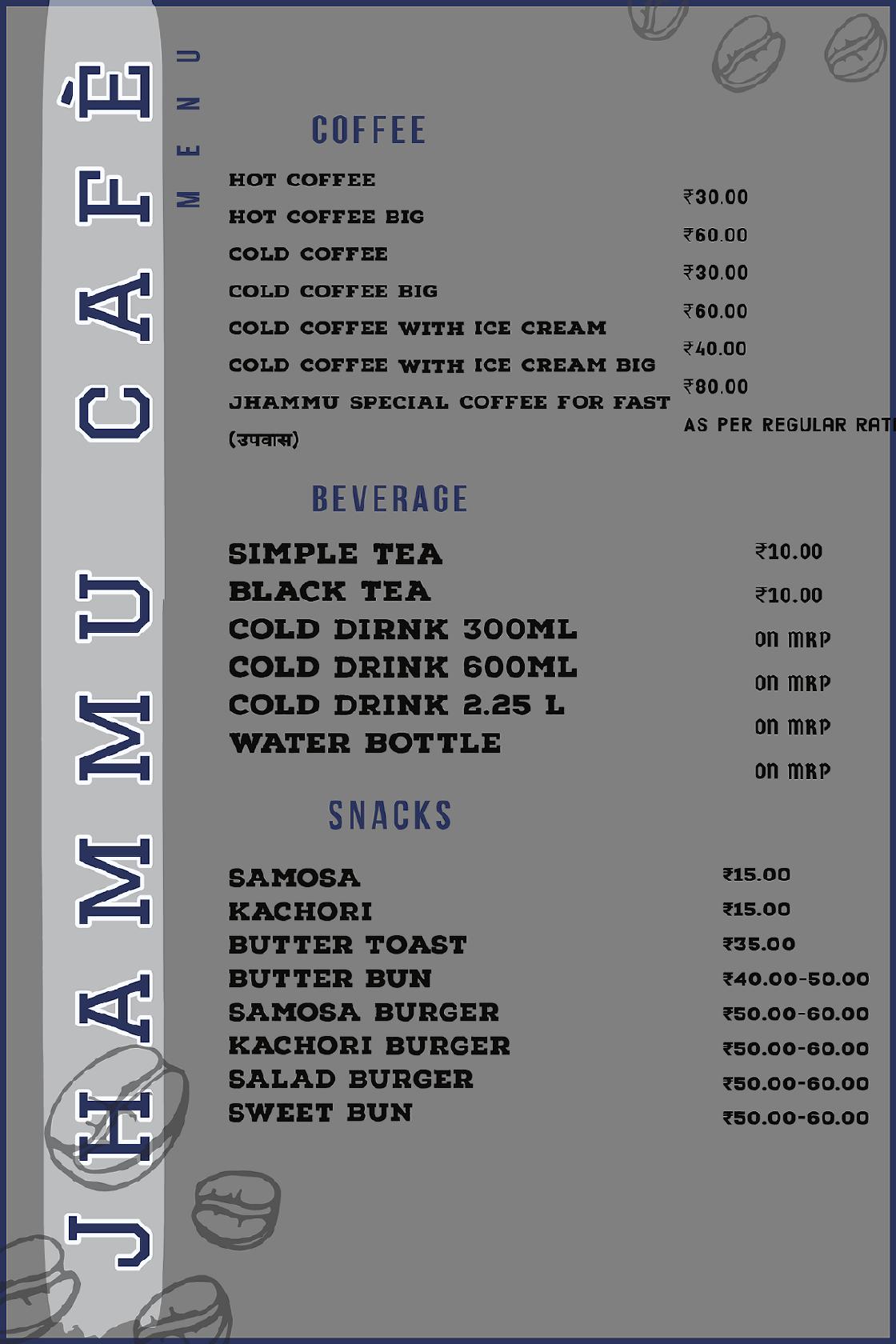 Menu at Jhammu Hotel (Cafe), Ajmer, Ajmer