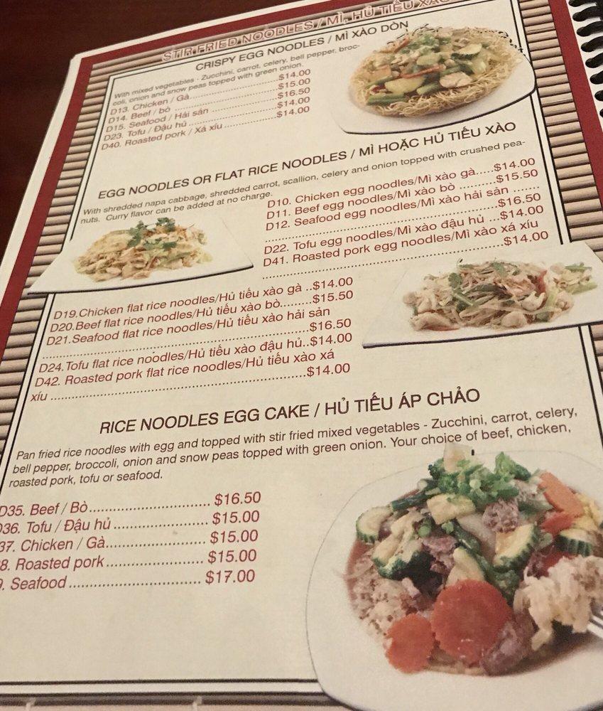 Menu at Noodle Saigon Restaurant, North Naples